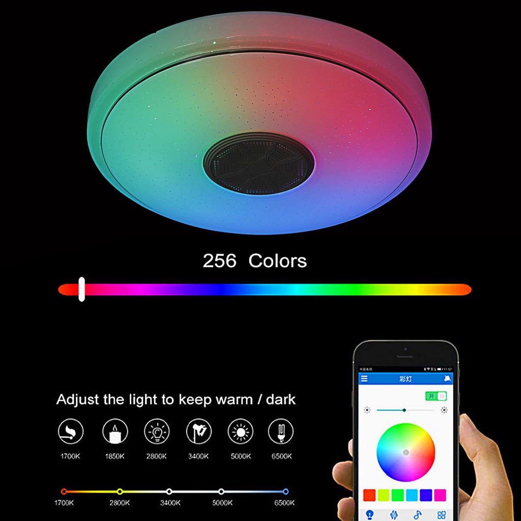 50W Modern RGB LED Ceiling Lights with Music Speaker Smart Surface ...