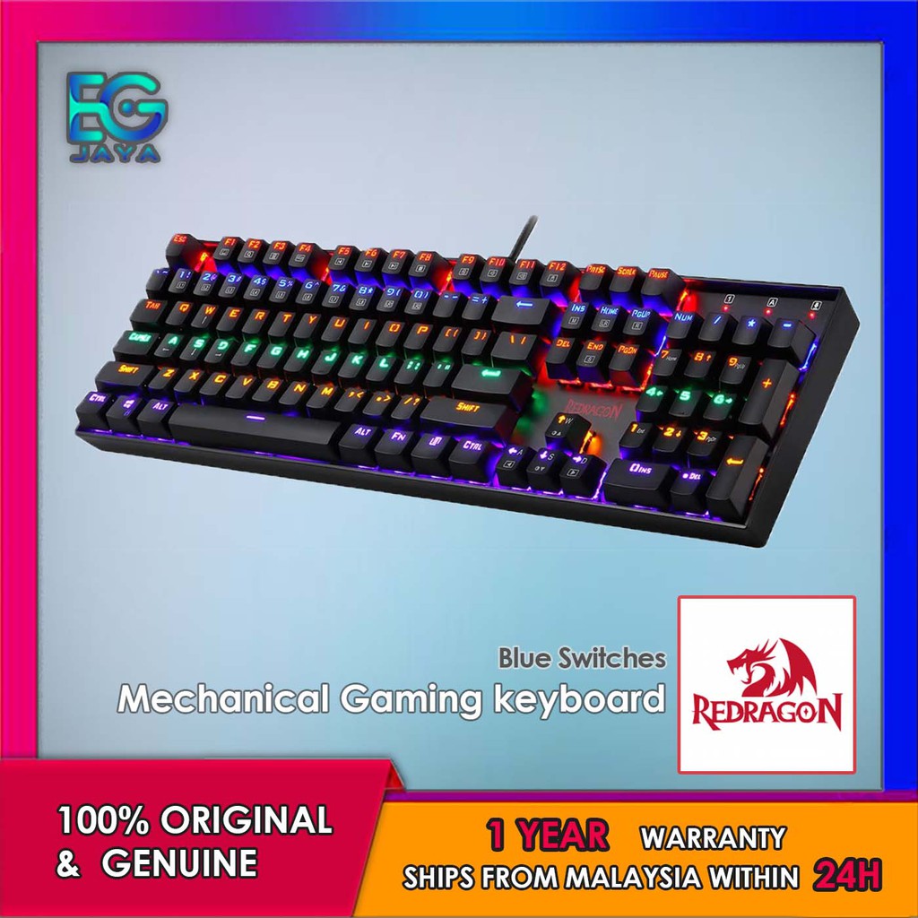 Redragon K551 Mitra Full Sized Mechanical Gaming Keyboard - RGB LED Rainbow Backlit Wired ...