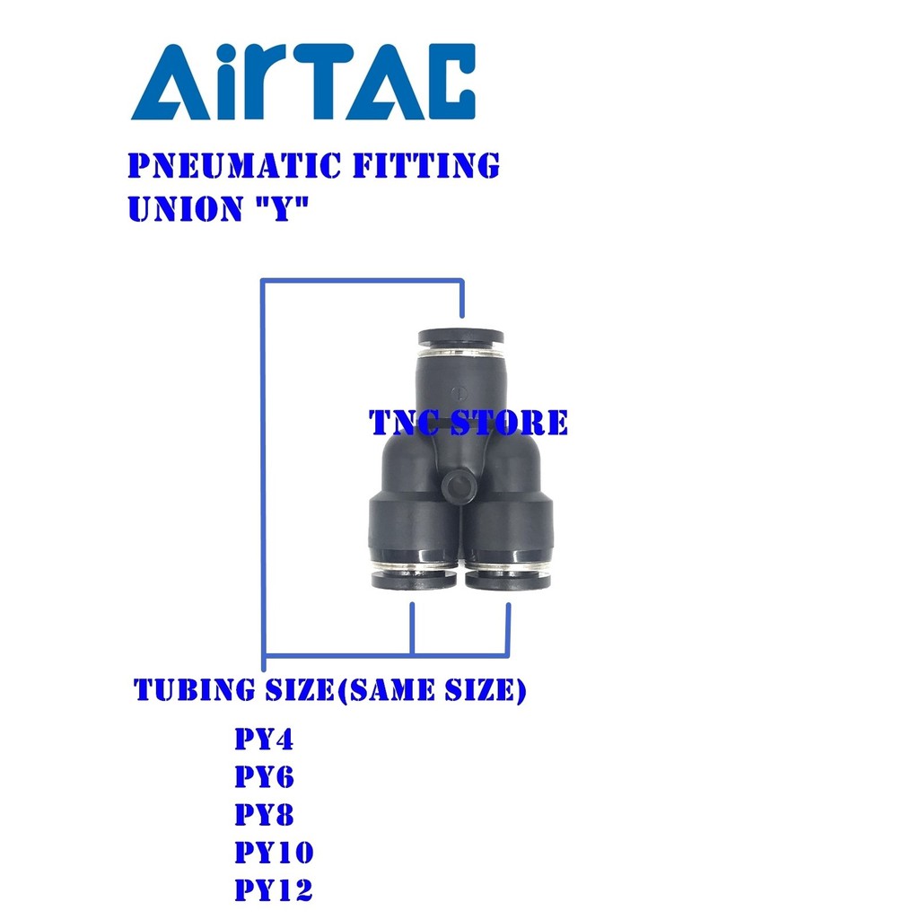 AirTac Pneumatic Fitting PY Union PY4D PY6D PY8D PY10D PY12D Union Y ...