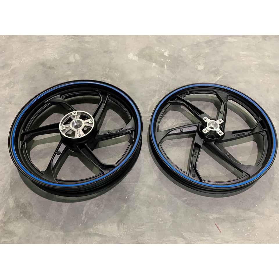 Hitam Line Biru Sport Rim Enkei 6 Batang Full Chop Y125ZR Y125Z Y125 125Z 125ZR / LC135 5S LC5S ...