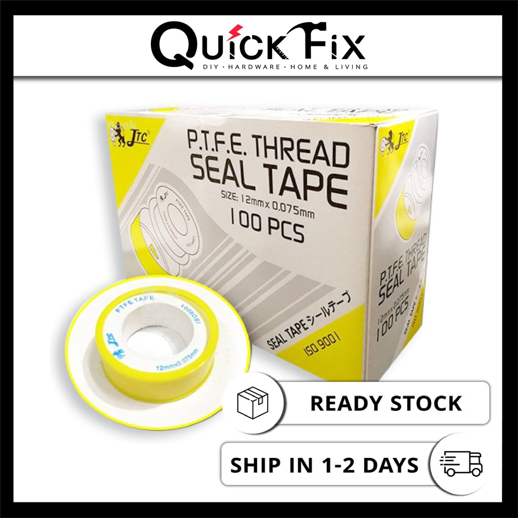 QuickFix JTC PTFE Thread Seal White Tape 12mm x 0.075mm For Water Pipe ...