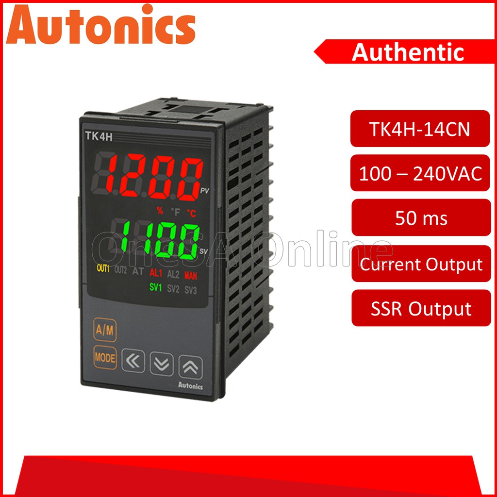 AUTONICS TEMP. CONTROLLER CURRENT PUT+SSR(TK4H-14CN-A100-240) | Shopee ...