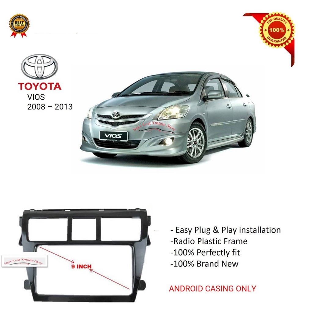 TOYOTA VIOS 2007 - 2013 9 INCH ANDROID PLAYER CASING WITH SOCKET TOYOTA ...