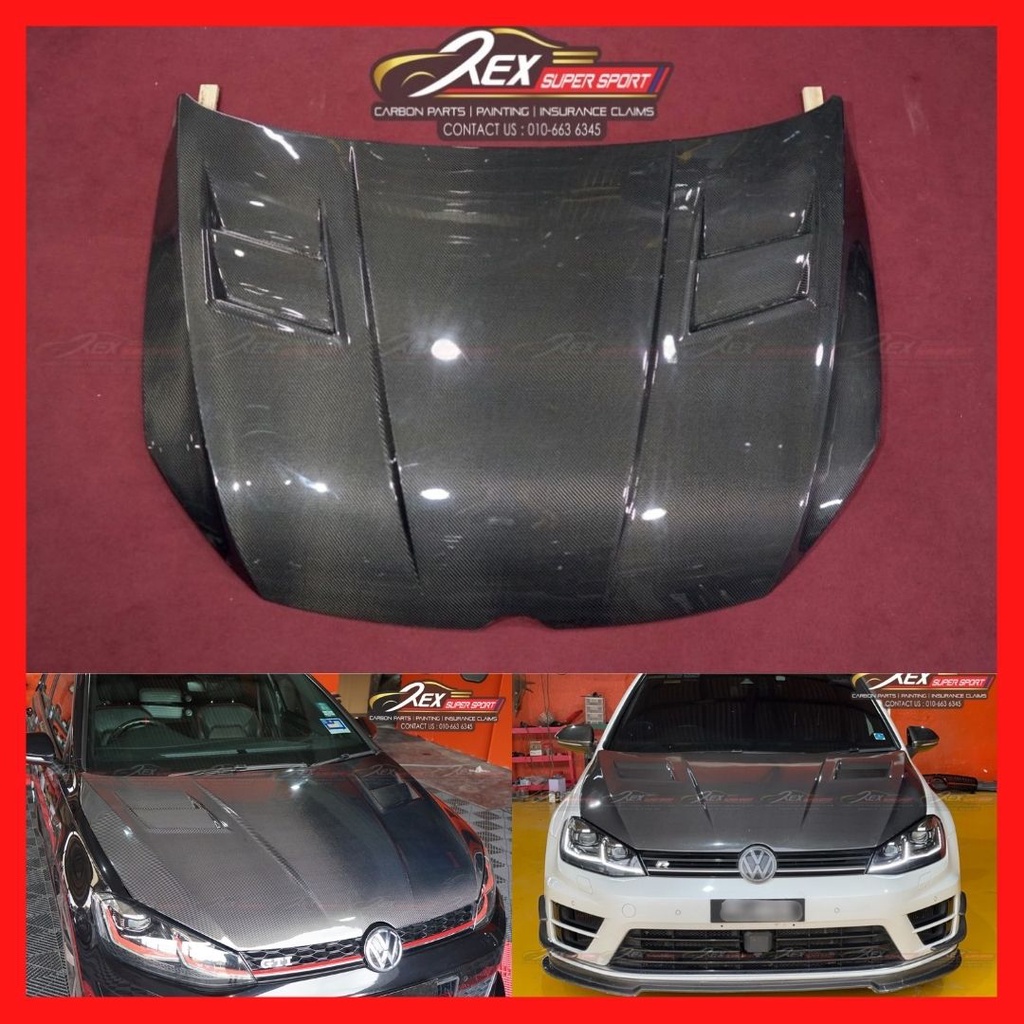 VW Volkswagen Golf MK7 / MK7.5 Bonnet Hood Aspec Carbon Fiber Forged ...