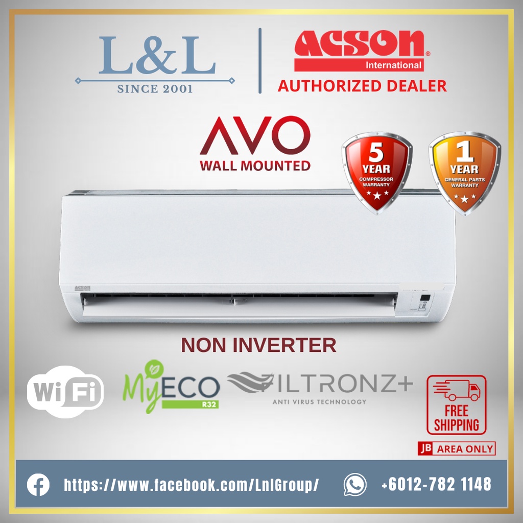 ACSON AVO Series R32 NON INVERTER Air Conditioner (1HP/1.5HP/2HP/2.5HP ...