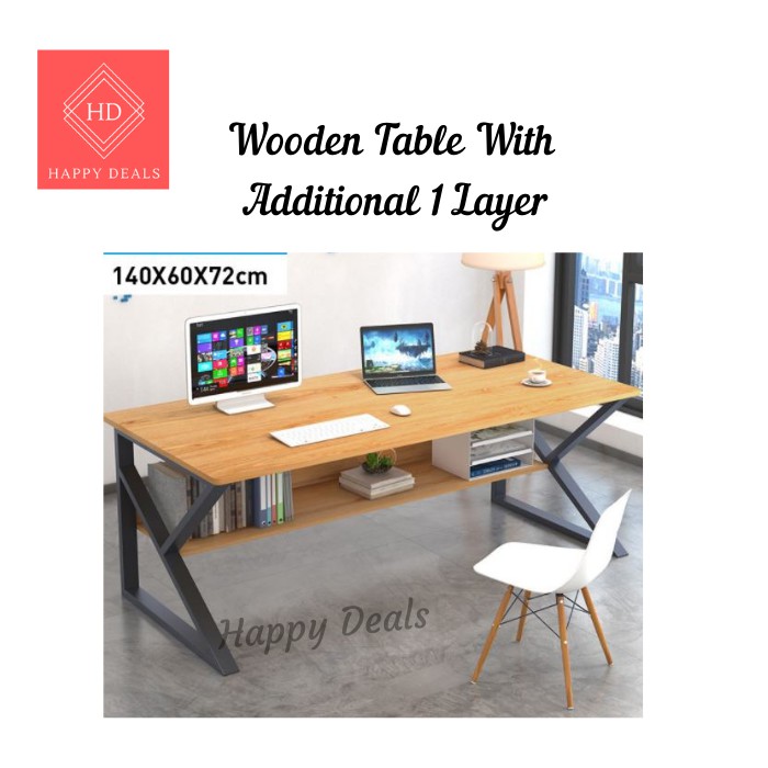 Happy Deals Multi-Sizes Home Office Table Steel And Wood Computer Desk ...