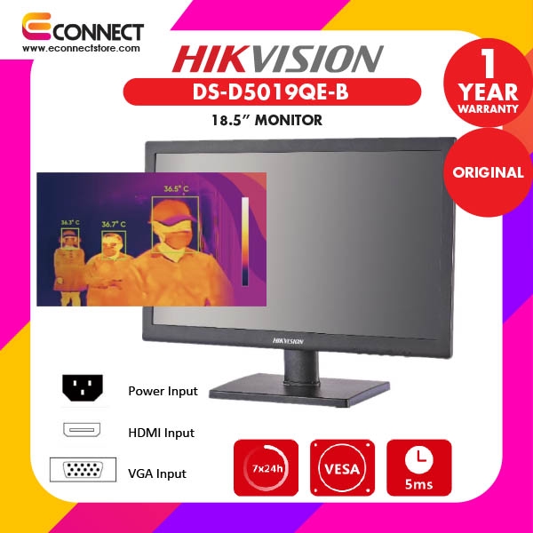HIKVISION DS-D5019QE-B 21.5” 1366x768 Monitor Temperature Screening ...