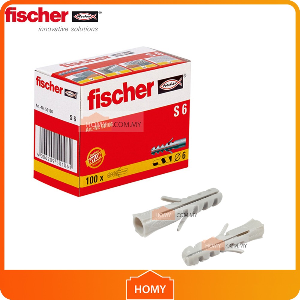 FISCHER Expansion Wall Plug S 6 x 30 Rimless 50106 (100pcs) | Shopee ...