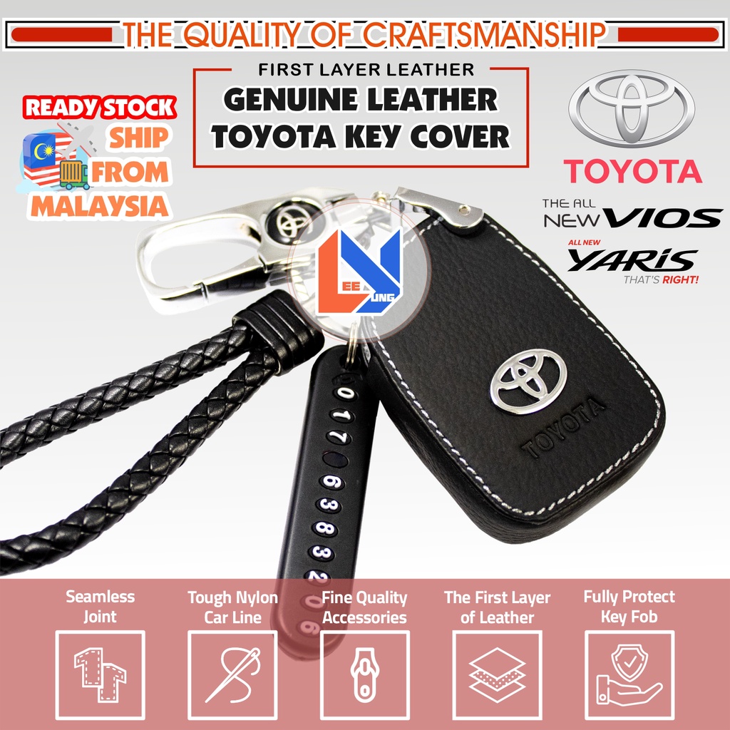 Toyota VIOS Leather Key Cover Holder Smart Key Genuine Leather Holder ...