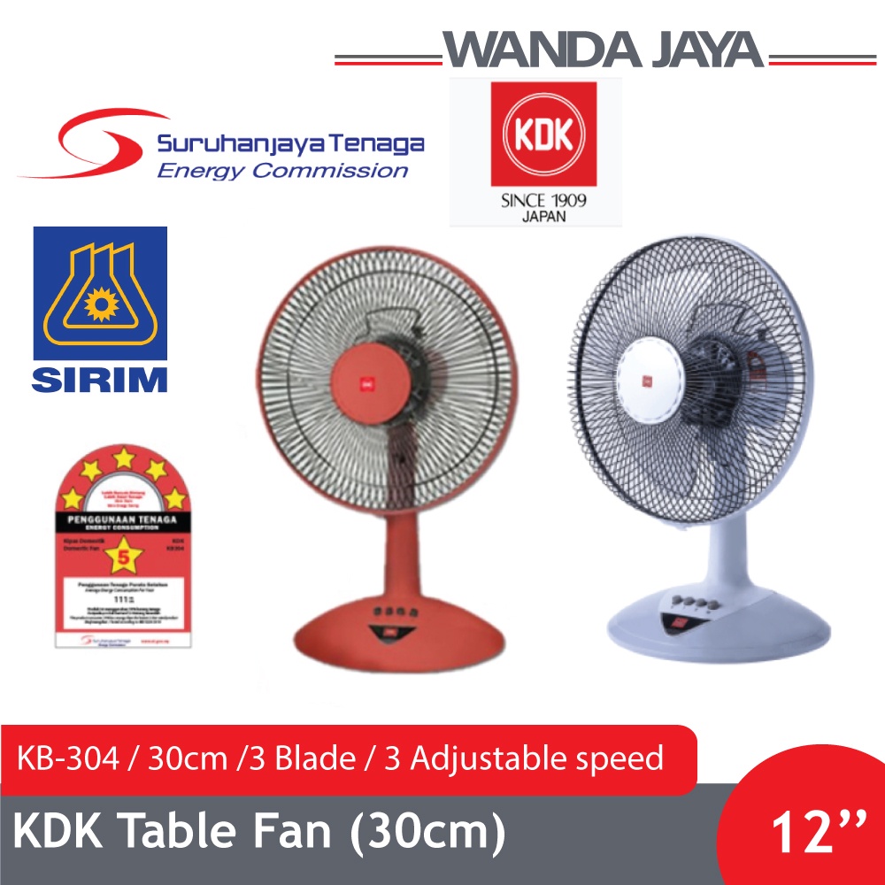 KDK Table Fan 3 Speeds (30cm/ 12″) (KB304) / Sharp (PJT129GY) / Milux ...
