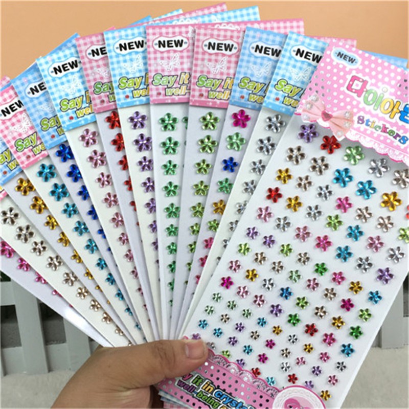 kids toys stickers Rhinestone 3d Crystal flower Stickers Styling Diy ...