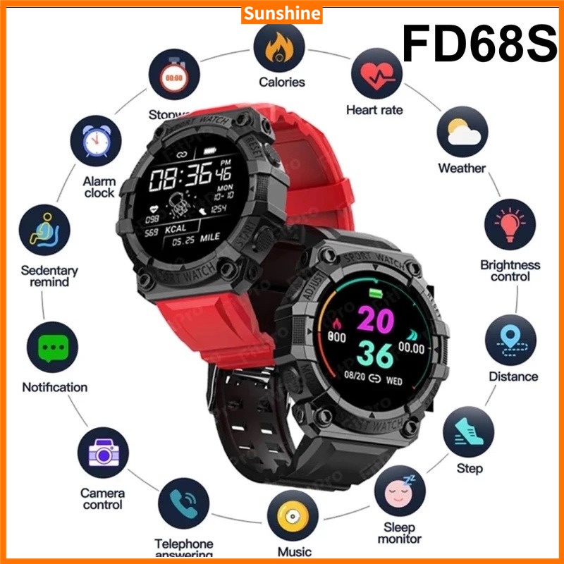 Fd68 1.44 Sports Smart Watch With Heart Rate Monitor/Deformation/Sleep Reminder Clock | Shopee ...