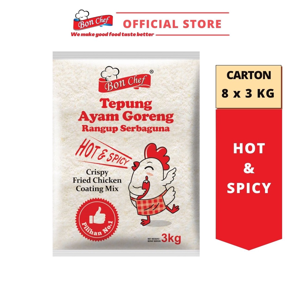 3KG x 8packs [ 1 CARTON ] Tepung Ayam Goreng HOT & SPICY | Shopee Malaysia