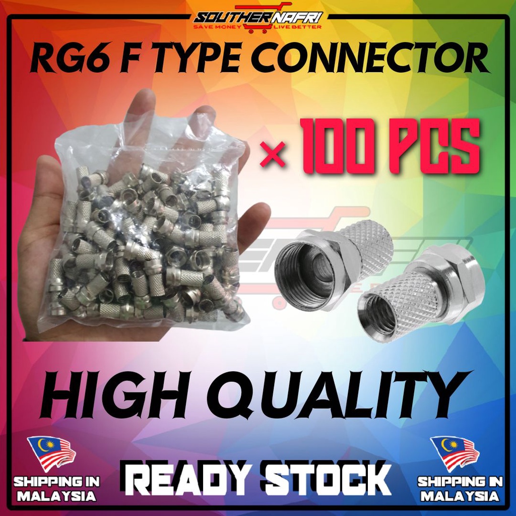 100 PCS RG6 Connector F Type For Cable RG6 Socket Cable TV Satellite TV ...