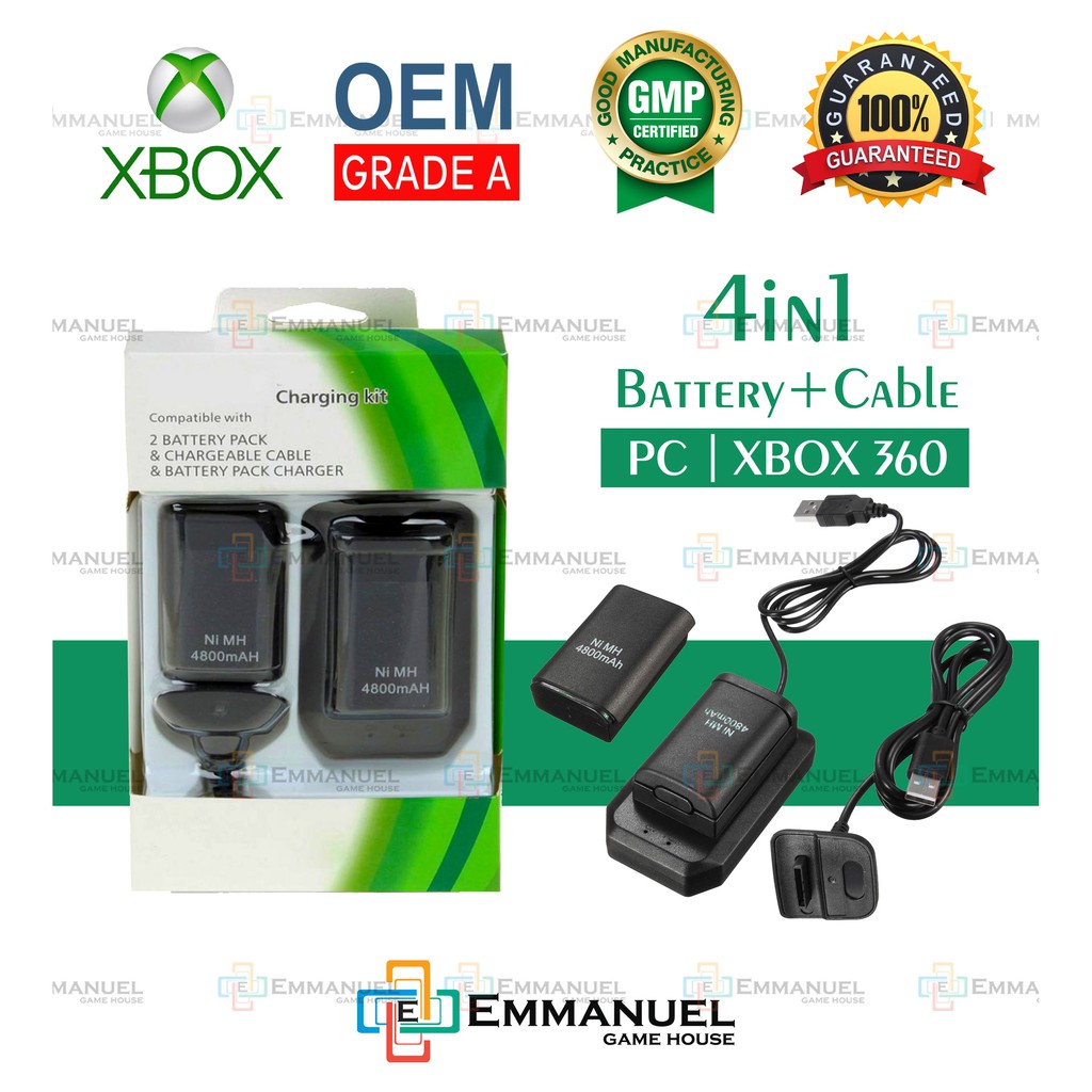 XBOX 360 Wireless Controller Rechargeable Battery Pack / Charging Kit ...