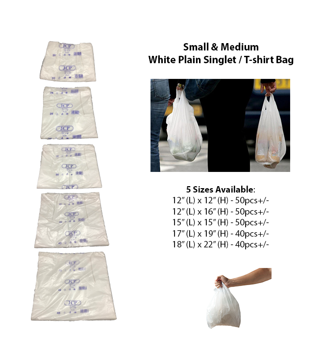 Beg Plastik (Small & Medium Size) White Plastic Singlet Bag / White T ...