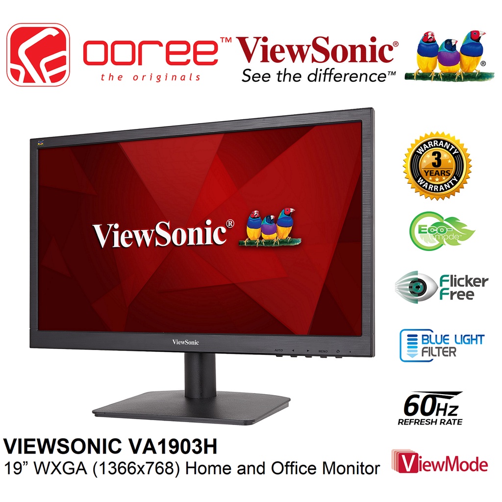 VIEWSONIC 19" VA1903H / 20" VA2025-H TN PANEL HDM HD LCD MONITOR (5MS ...