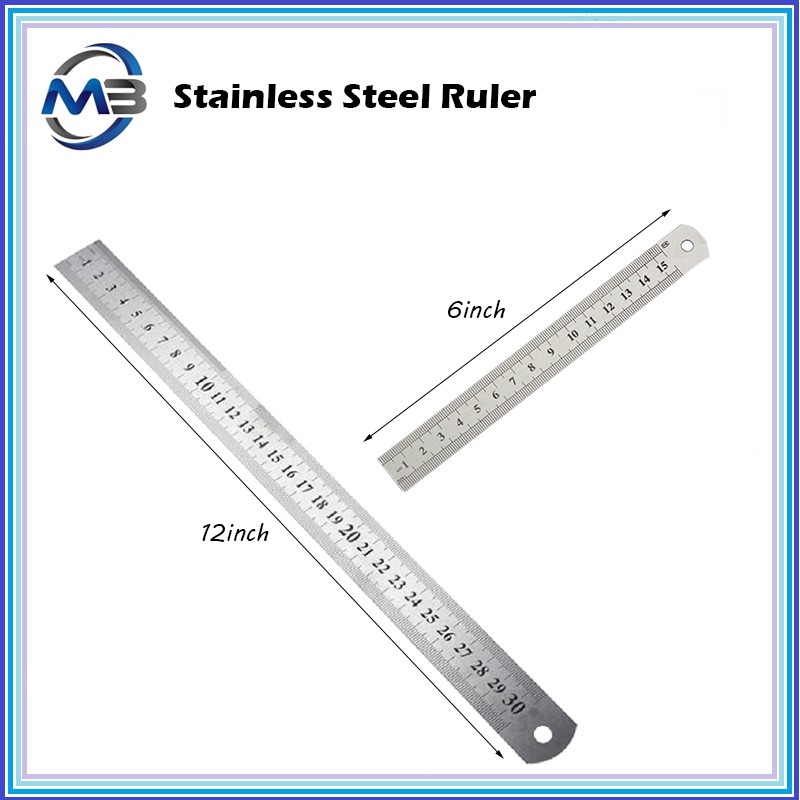 Stainless Steel Double Sided Ruler 15cm/ 30cm | Shopee Malaysia
