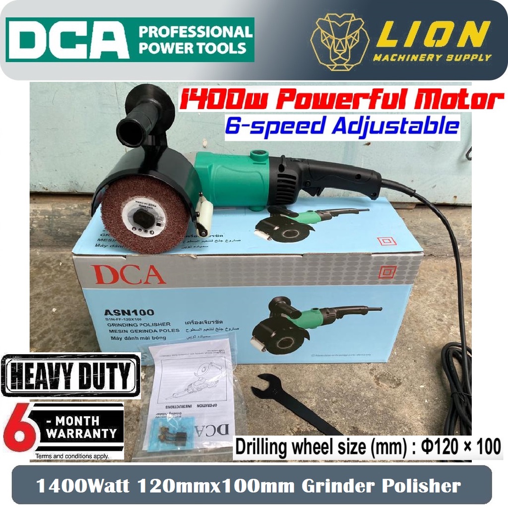 DCA 1400Watt 120mmx100mm Grinder Polisher ASN100 - 6-Speed Variable ...