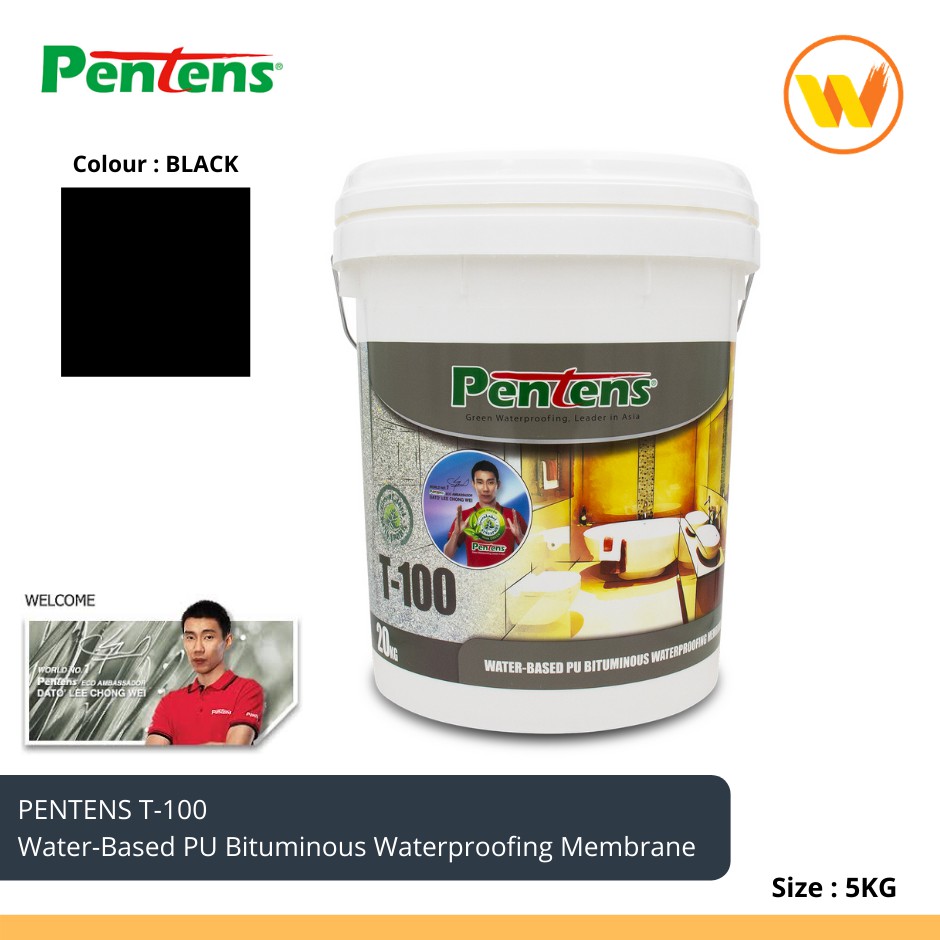 5KG PENTENS T-100 WATER-BASED PU BITUMINOUS WATERPROOFING MEMBRANE ...