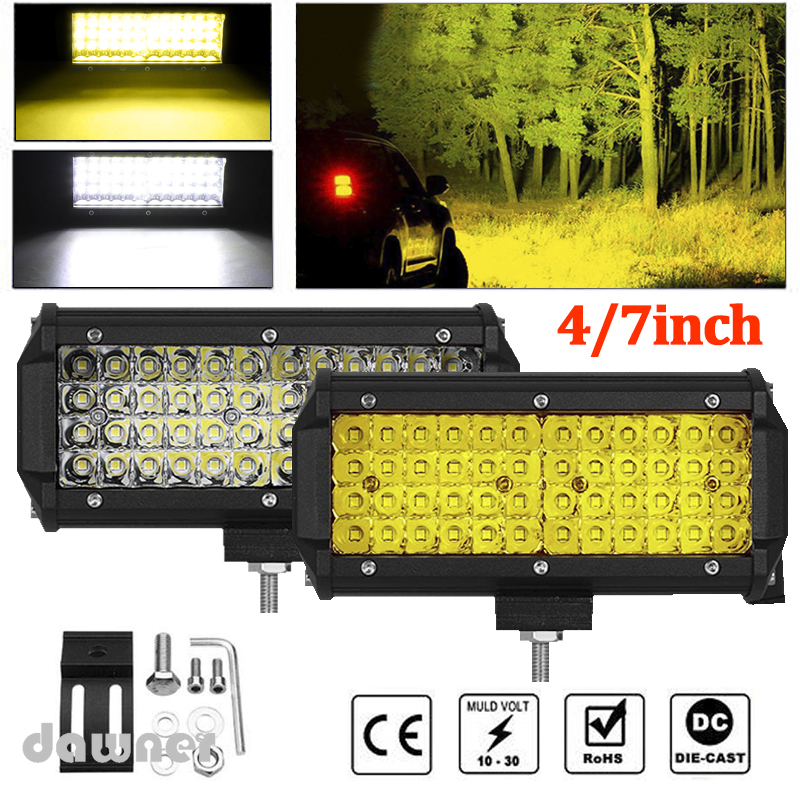 144W 7 Inch Car Led Yellow Work Light Bar Spotlight Off-road Driving 7 ...
