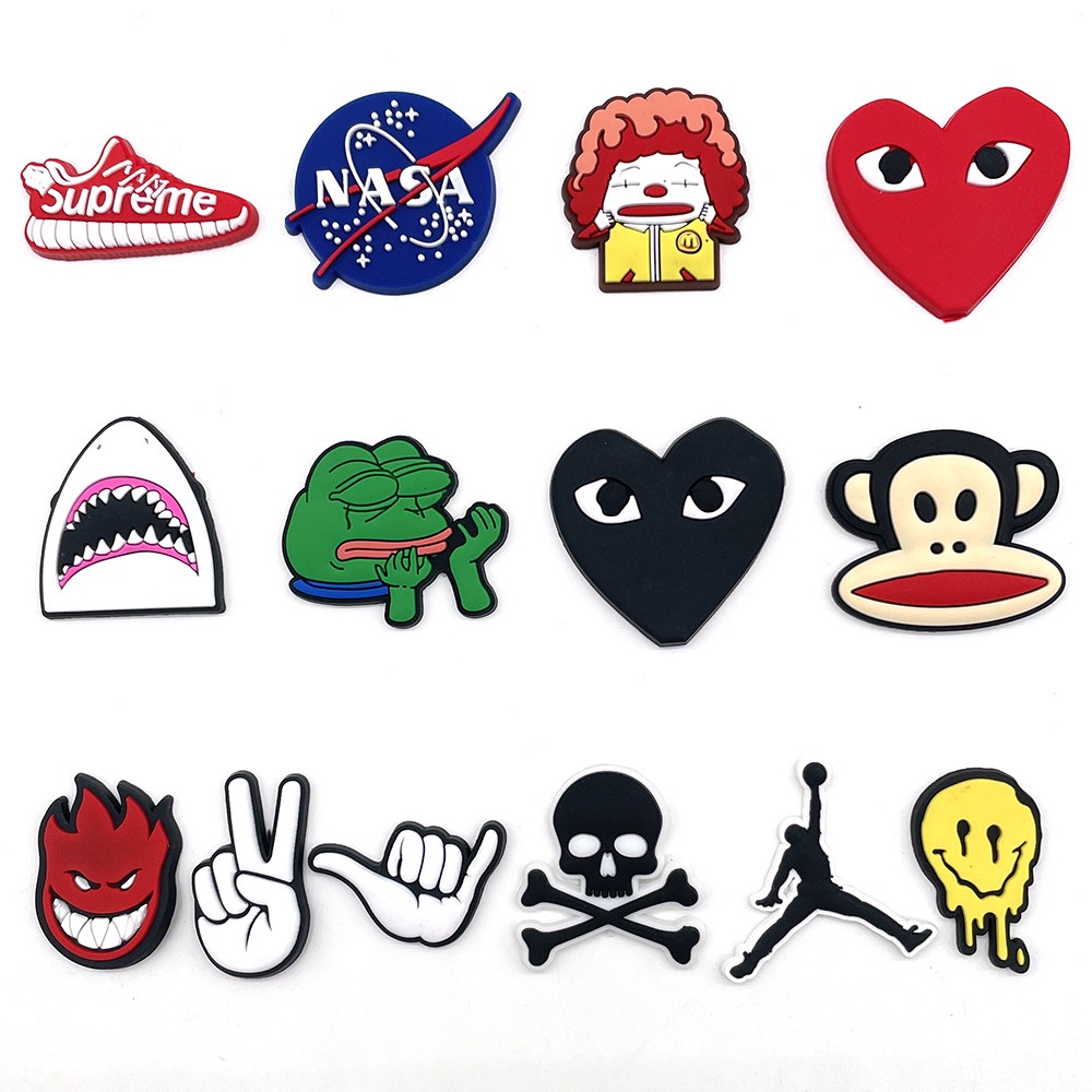 Cartoon Skeleton Monkey Crocks for Kid Jibits Charm Pins Shark Clown ...