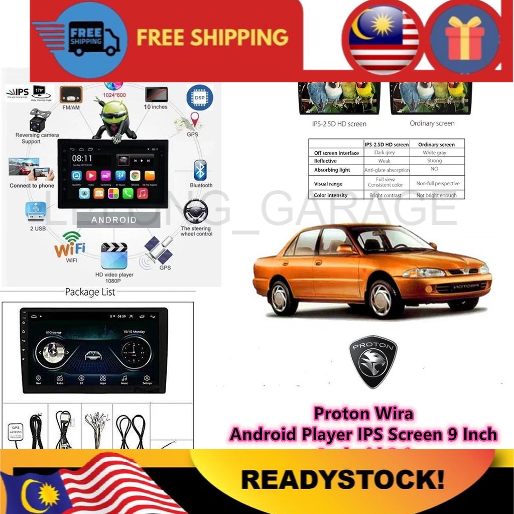 Proton Wira / Waja Android Player IPS Screen For 9 Inch Android 8.1 ...