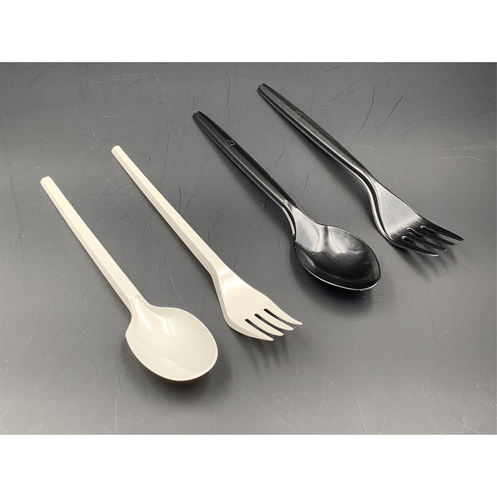 6.5" Spoon & Fork [ 50pcs± ] Sudu / Garpu Panjang White / Black ...