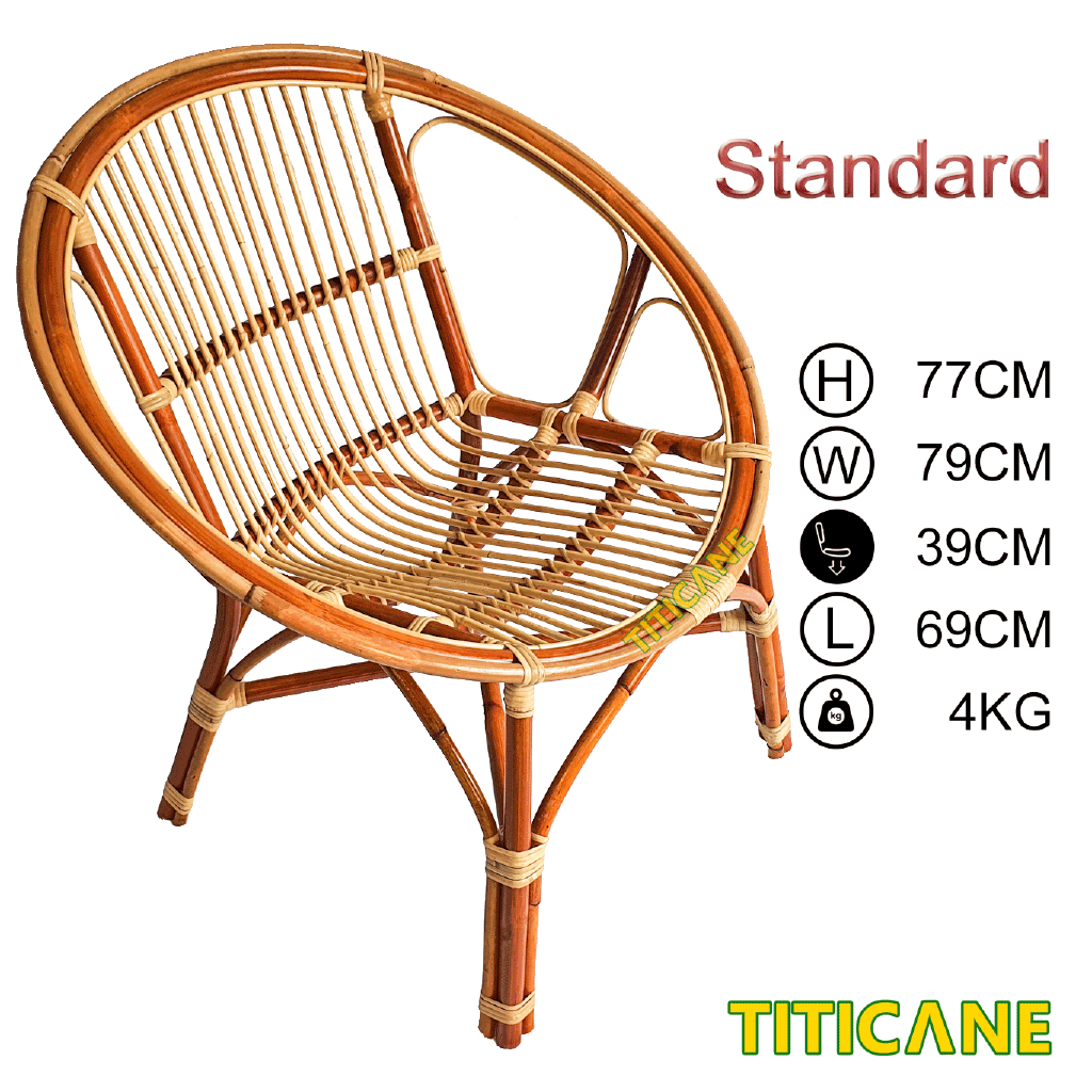 TITICANE Round Chair [ Kerusi Rotan ] [ Rattan Dahan ] | Shopee Malaysia