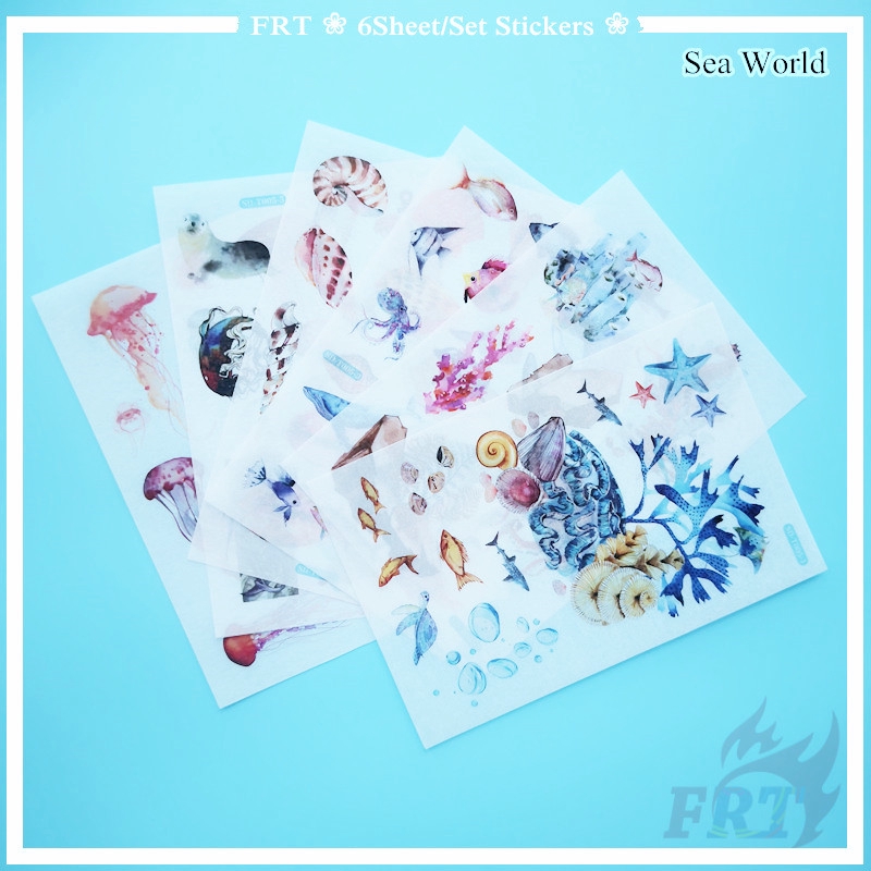 Sea World Stickers 6Sheet/Set DIY Album Diary Scrapbooking Decals ...
