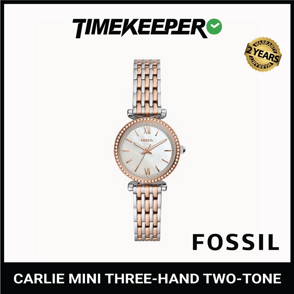 Fossil Carlie Mini Three-Hand Two-Tone Stainless Steel Watch | Shopee ...