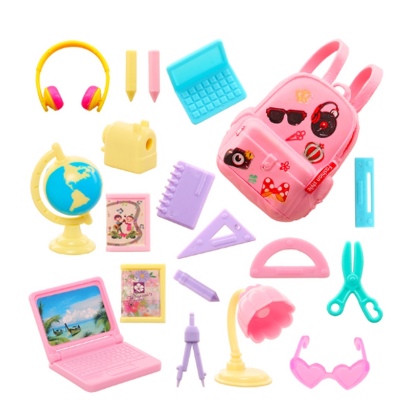 Kawaii Miniature Dollhouse Study Accessories For Barbie 18 items Mini ...
