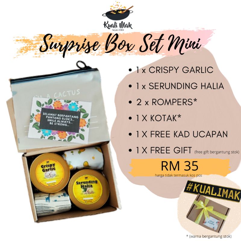 SURPRISE BOX SET PANTANG MINI | CRISPY GARLIC, SERUNDING HALIA | Shopee ...