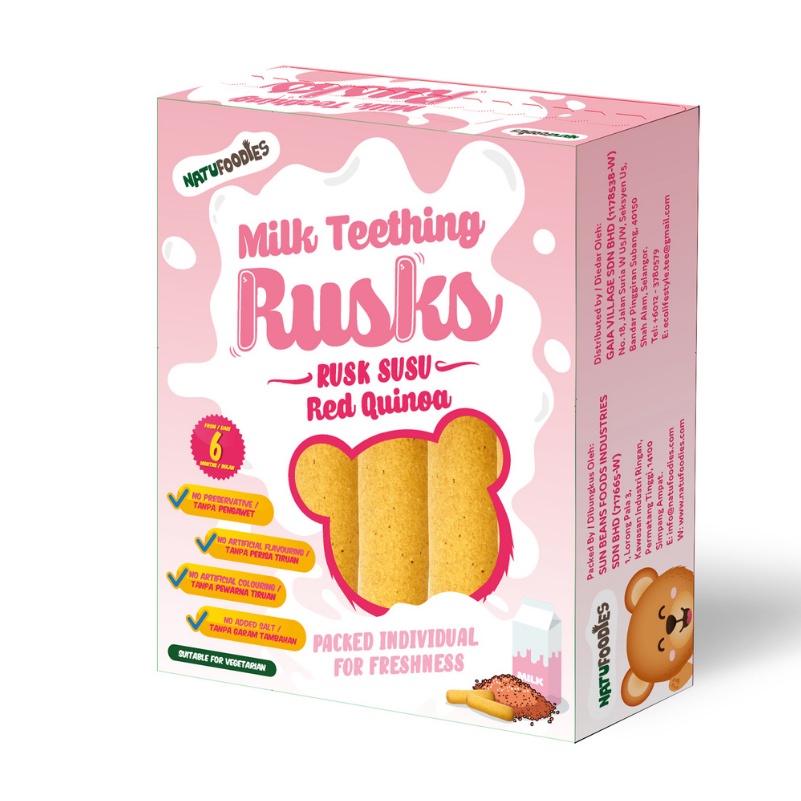 NATUFOODIES RUSK SUSU / MILK TEETHING RUSKS - ORIGINAL & RED QUINOA (6M ...