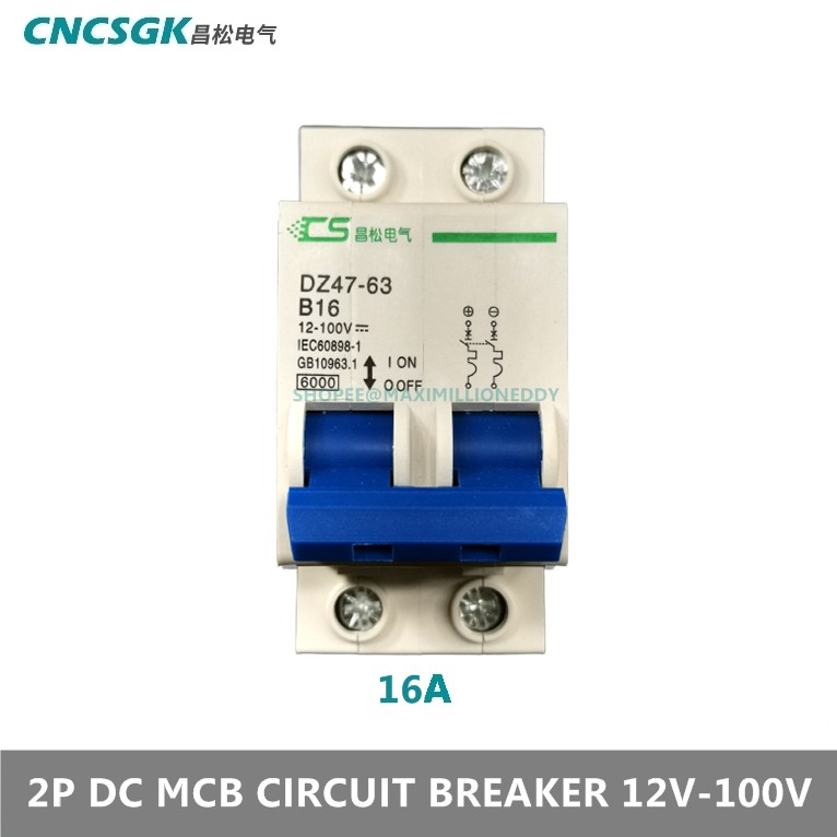 DC MCB 2Pole Circuit Breaker For Solar System Battery 6A - 125A 12V 24V ...