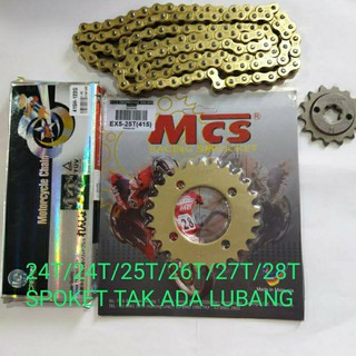 SPOKET SET 415 GOLD FOR HONDA EX5(HIGH POWER) / EX5 DREAM / W100 ( CHAIN + SPOKET)FROM (14T/15T ...