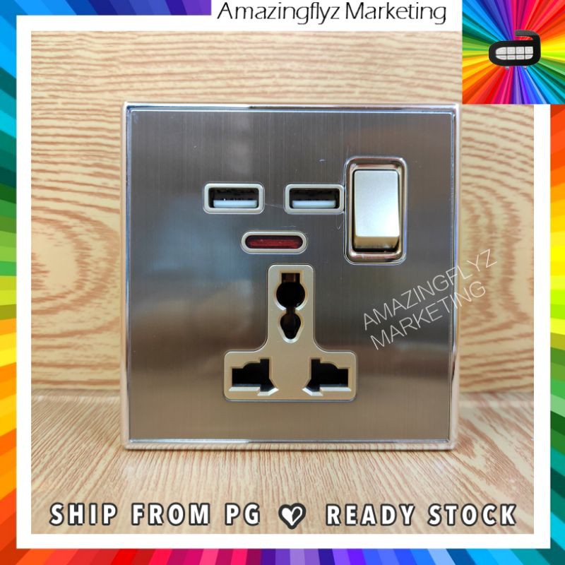 13A Universal Power Socket with 2 USB Port/ 13A Multiplug/ 13A Multi ...
