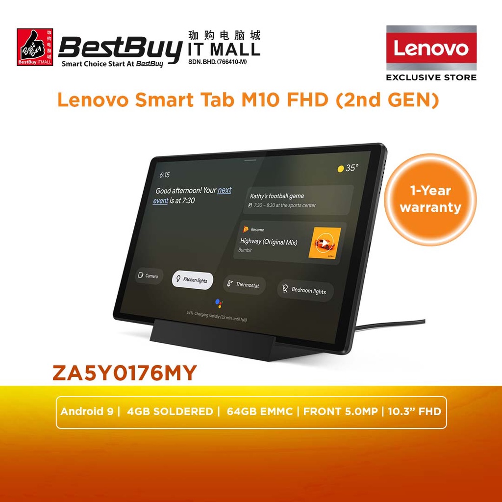 Lenovo Smart Tab M10 FHD 2ND GEN with the Smart Charging Station - Iron ...