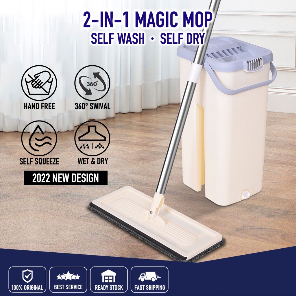 EASY MOP/ NEW U3 MOP SELF WASH SQUEEZE DRY/ FLAT MOP WITH BUCKET / 2 IN ...