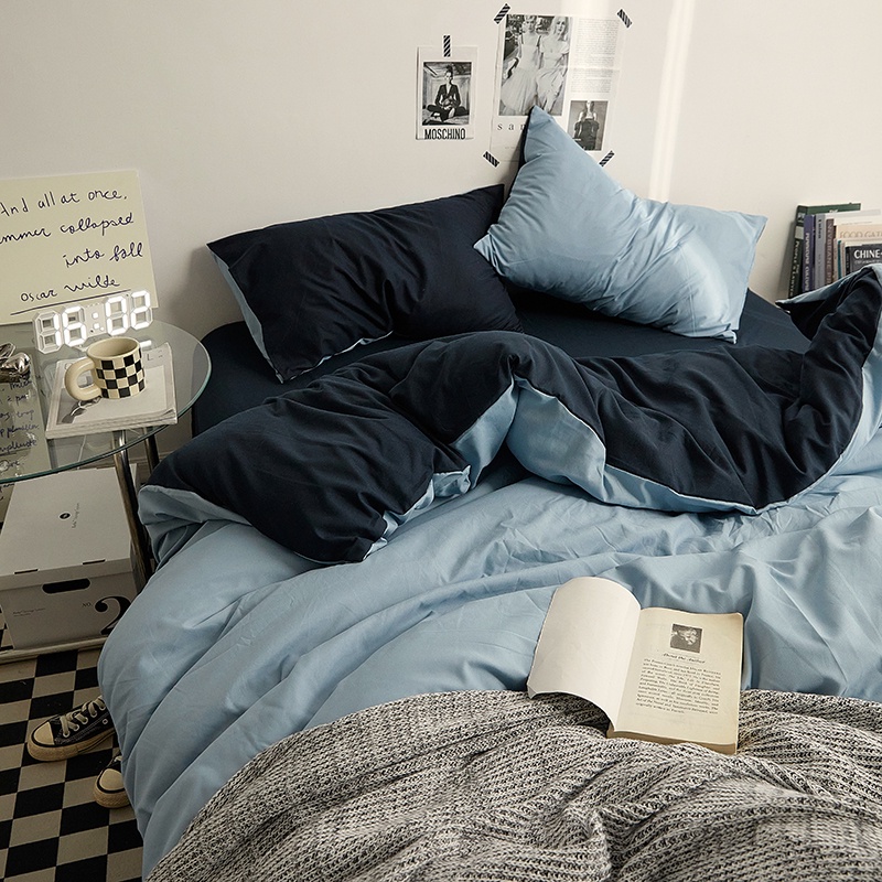4 In 1 Bed Sheet Set Queen King Size Milky White Color Bed Sheet Set