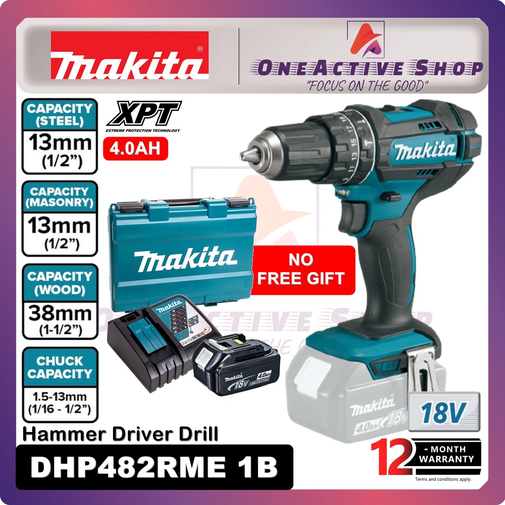 MAKITA 18V Cordless Hammer Driver Drill DHP482 - 1 Year Warranty ...