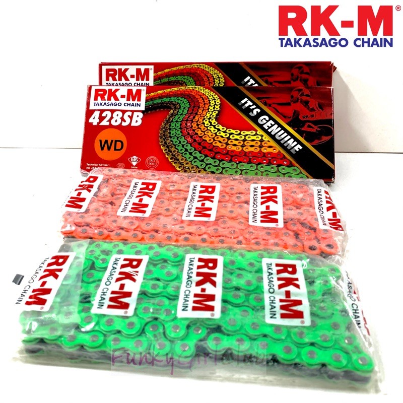 RKM 428SB 122L - Colour Chain - Orange/Green 428-122L Y15ZR Y15 RS150 ...