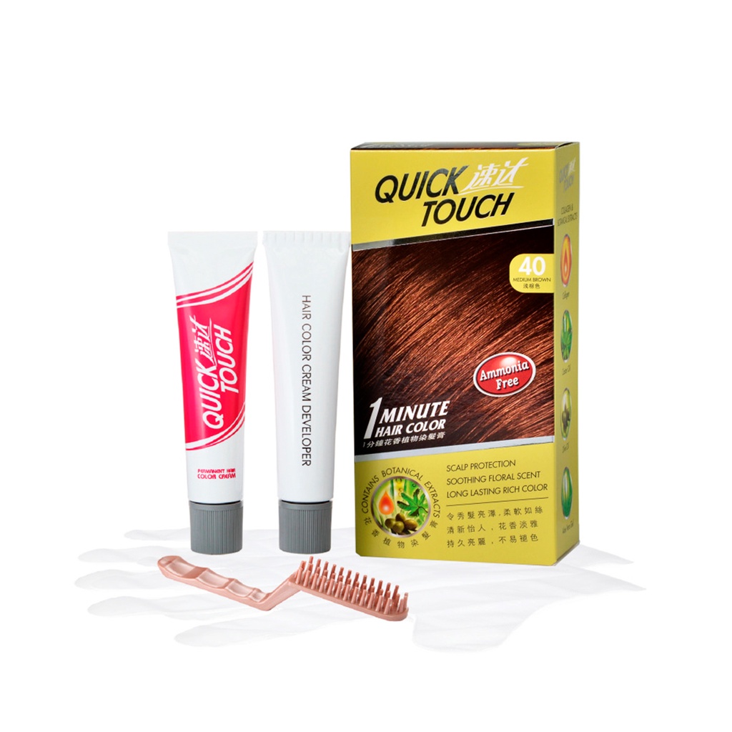 QUICK TOUCH Permanent Hair Dye Colour - 2 x 40ML (HB) | Shopee Malaysia