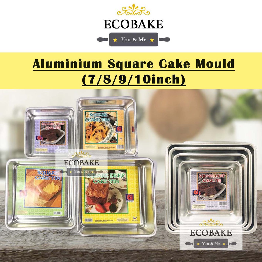 7 /8 /9 /10 inch Aluminium Deep Square Cake Mould/ Loyang Kek Segi ...