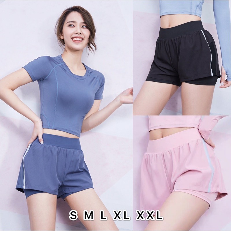 (Malaysia🇲🇾Ready Stock)🌟NEW🌟 Woman 2in1 quick-dry fitness sportwear ...