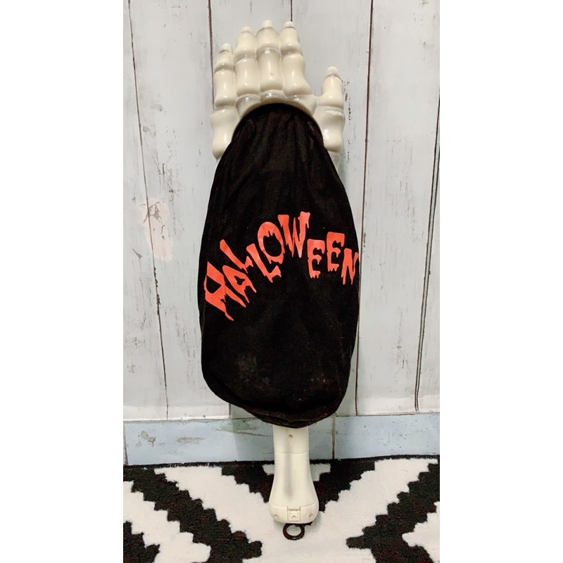 Gemmy Halloween Trick Or Treat Skeleton Hand Candy Bag Long Handle ...