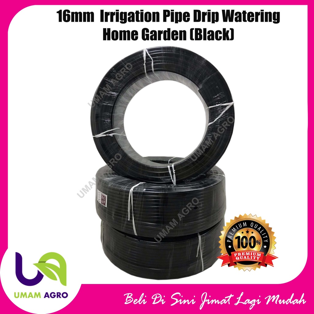 16mm Polypipe Irrigation Pipe Drip Watering Home Garden (Black) - 15 / ...