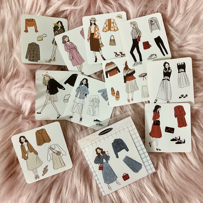 Girl OOTD Sticker Sheet | Human Character Sticker| Girl Sticker pack ...