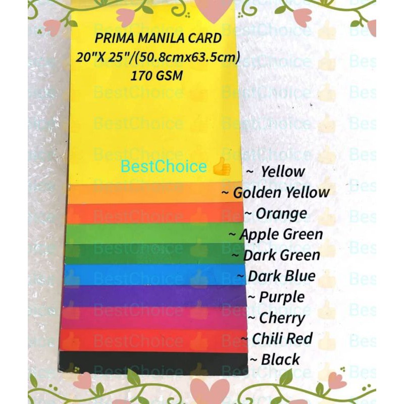 10 sheets/ PRIMA MANILA CARD 20"X 25" 170 GSM | Shopee Malaysia