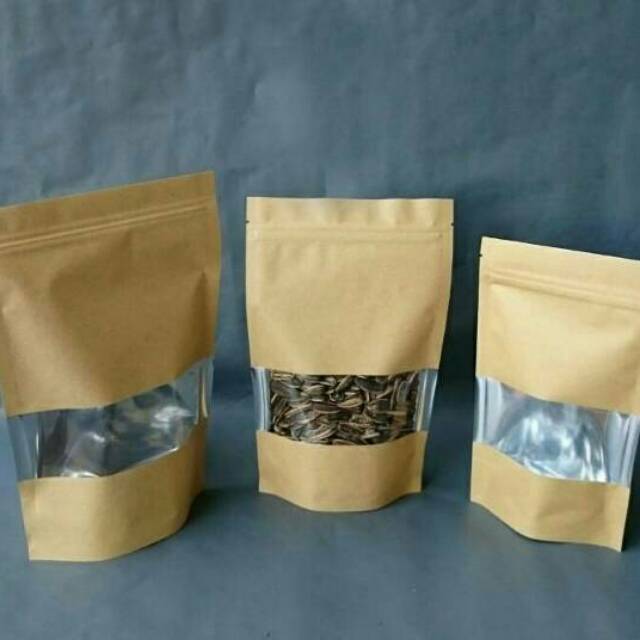 Kraft Paper Packaging With windows/windows for coffee/snacks 100 pcs ...